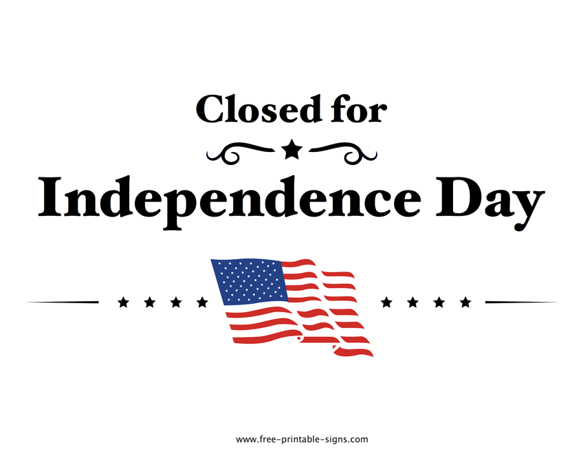 Free Printable 4th Of July Closed Sign